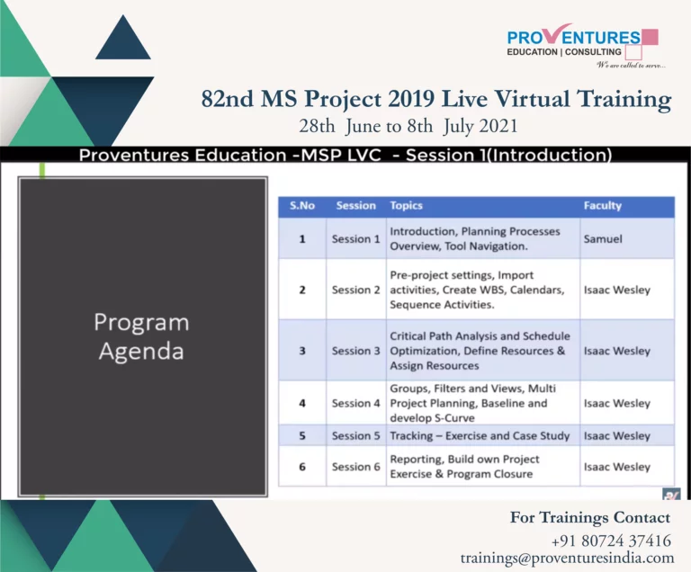 MS Project - Proventures Education and Consulting Services